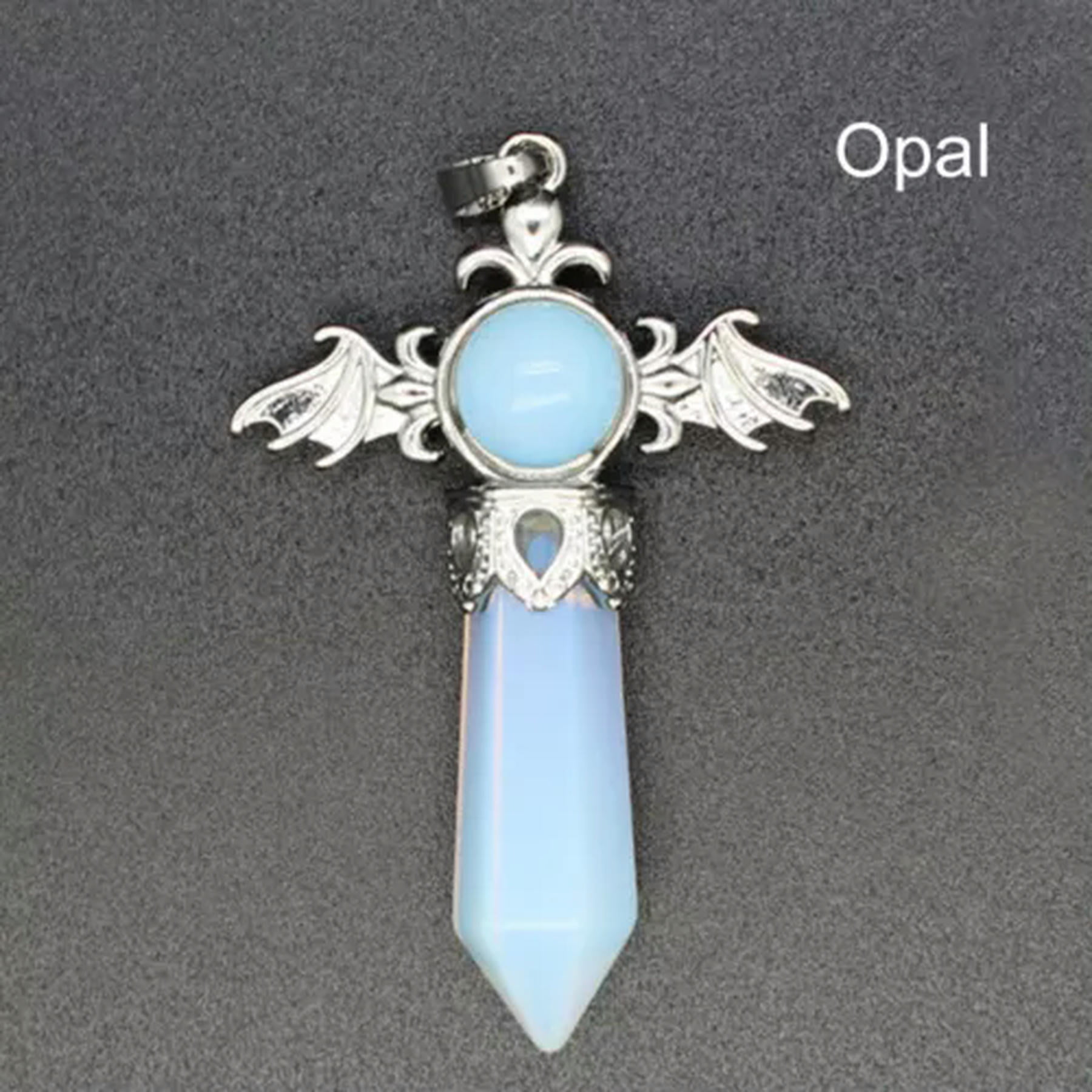 Natural Angel Wing Crystal Point Hexagonal Column Pendant Bead Stone ...