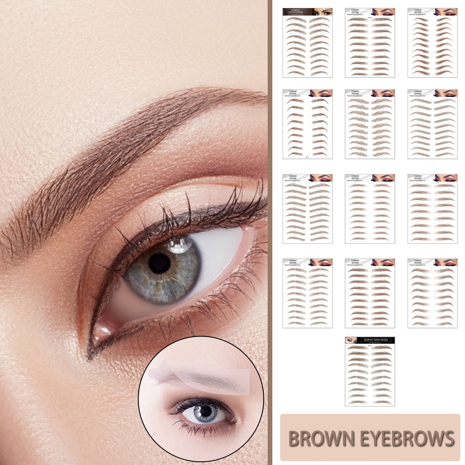 Natural & Anti-Smudge Eyebrow Stickers - Instant Full Brows in Seconds ...