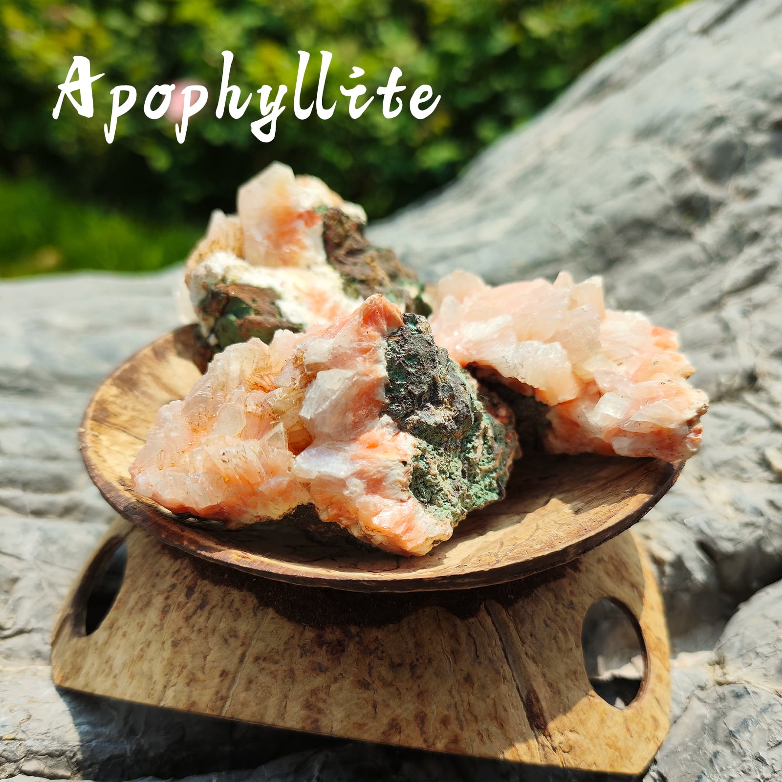 Natural Apophyllite Raw Crystal Clusters - Transparent to Green Pyramid Quartz Points - High ...