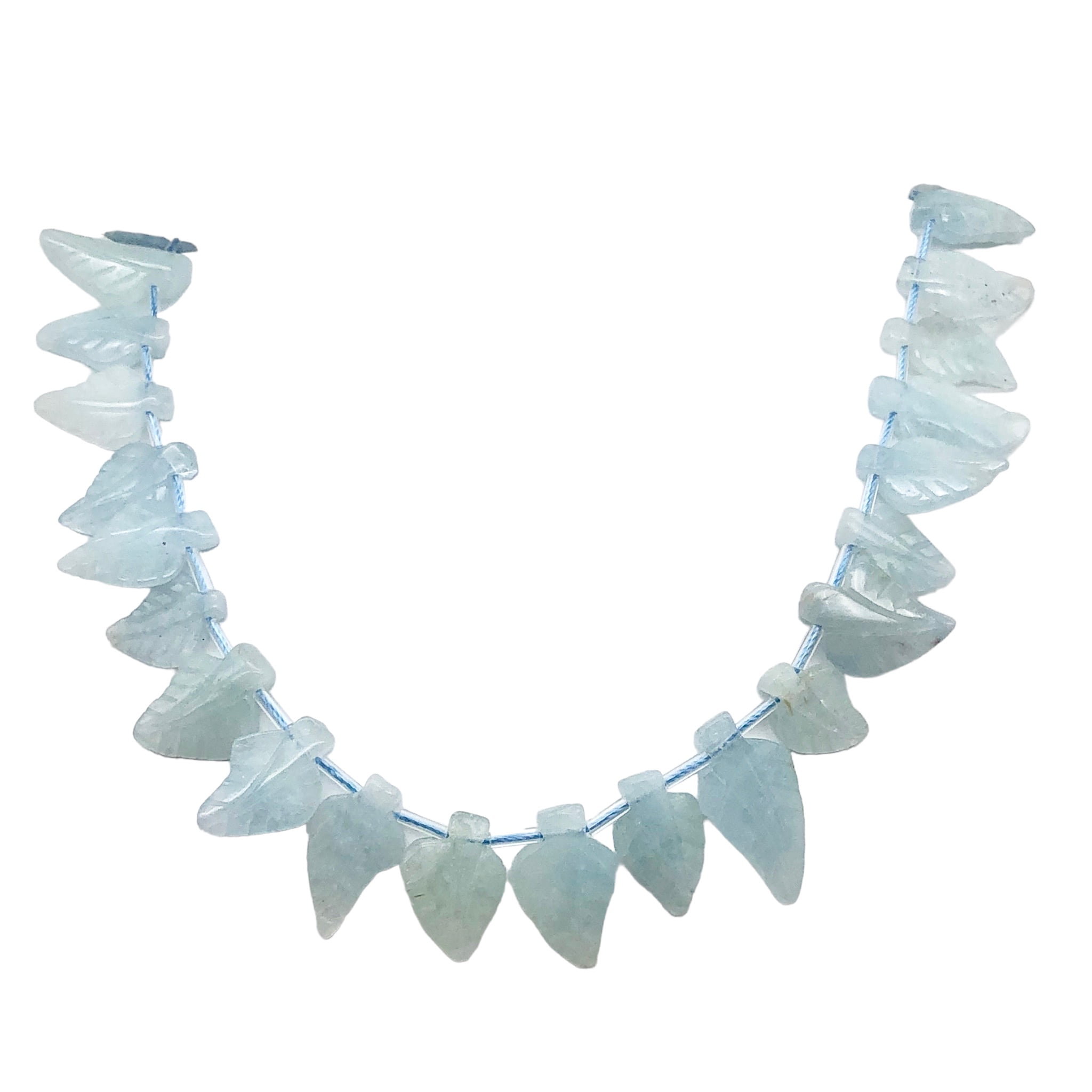 Natural Aquamarine Leaf Strand | 17x12x3 to 22x12x5mm | Blue | Leaf ...