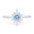 Natural Aquamarine Size-9 Round Floral Halo Marquise CZ Vintage Style ...