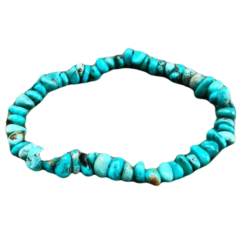 Natural Arizona Turquoise 7-8mm Nugget Tumble Shape Smooth Cut Beads Stretchable Bracelet for ...