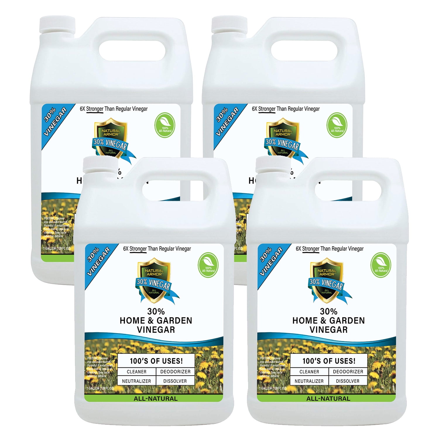 Natural Armor Industrial Strength 30% Vinegar Cleaner, 6X Stronger, 4 ...