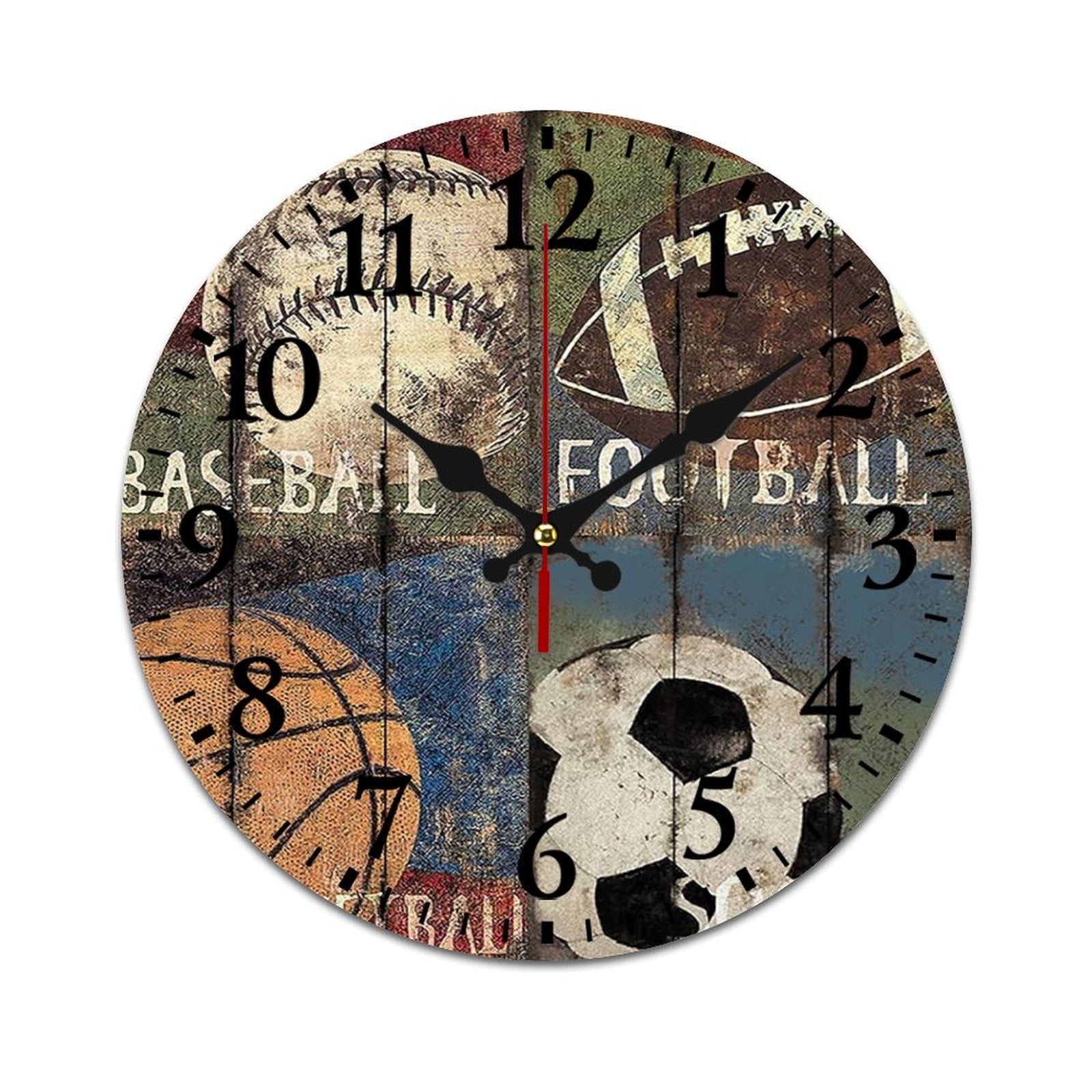 Natural Art Soccer Football Sports Wall Clock Modern Design Clocks Wall ...