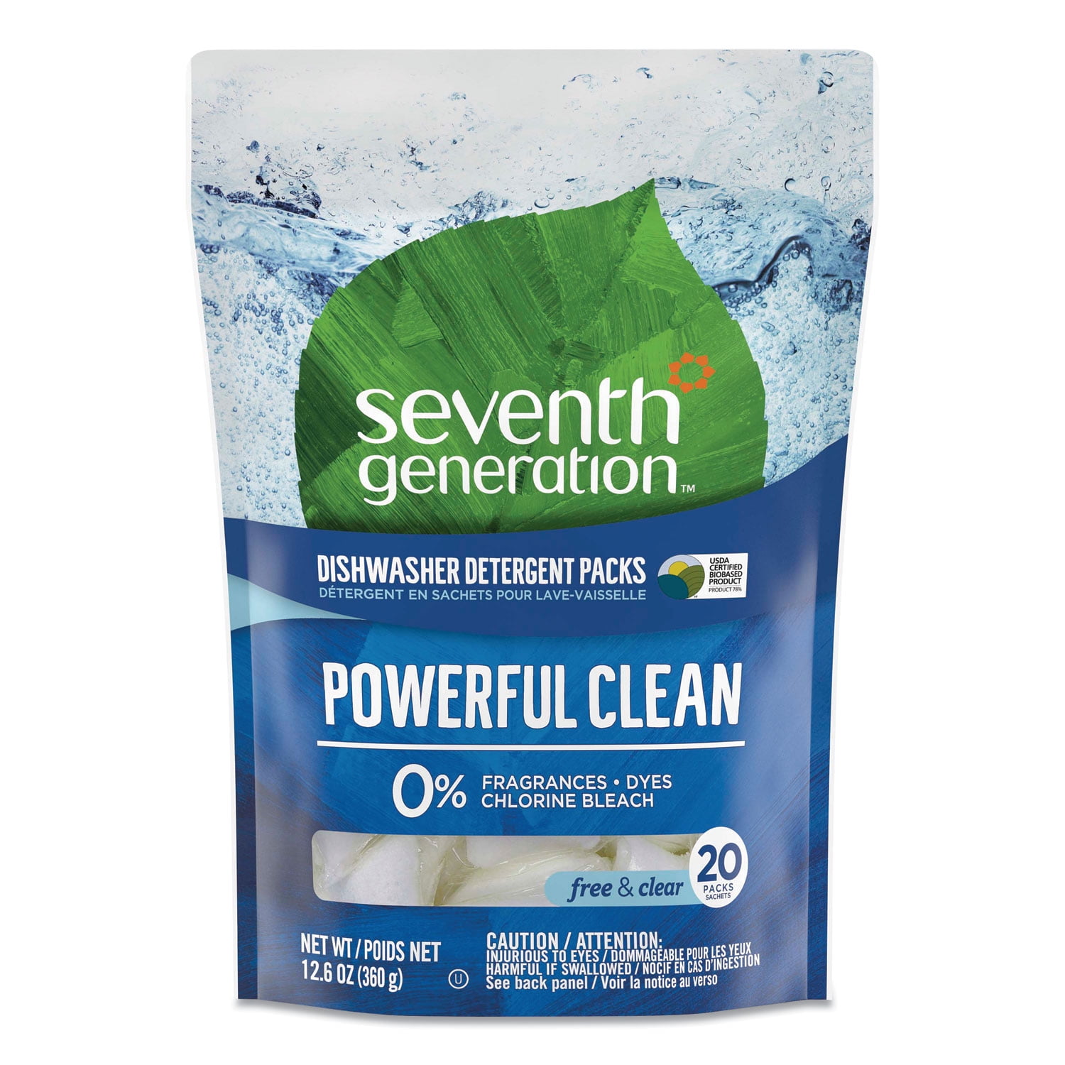 Natural Automatic Dishwasher Detergent Packs, Free and Clear, 45 Powder ...