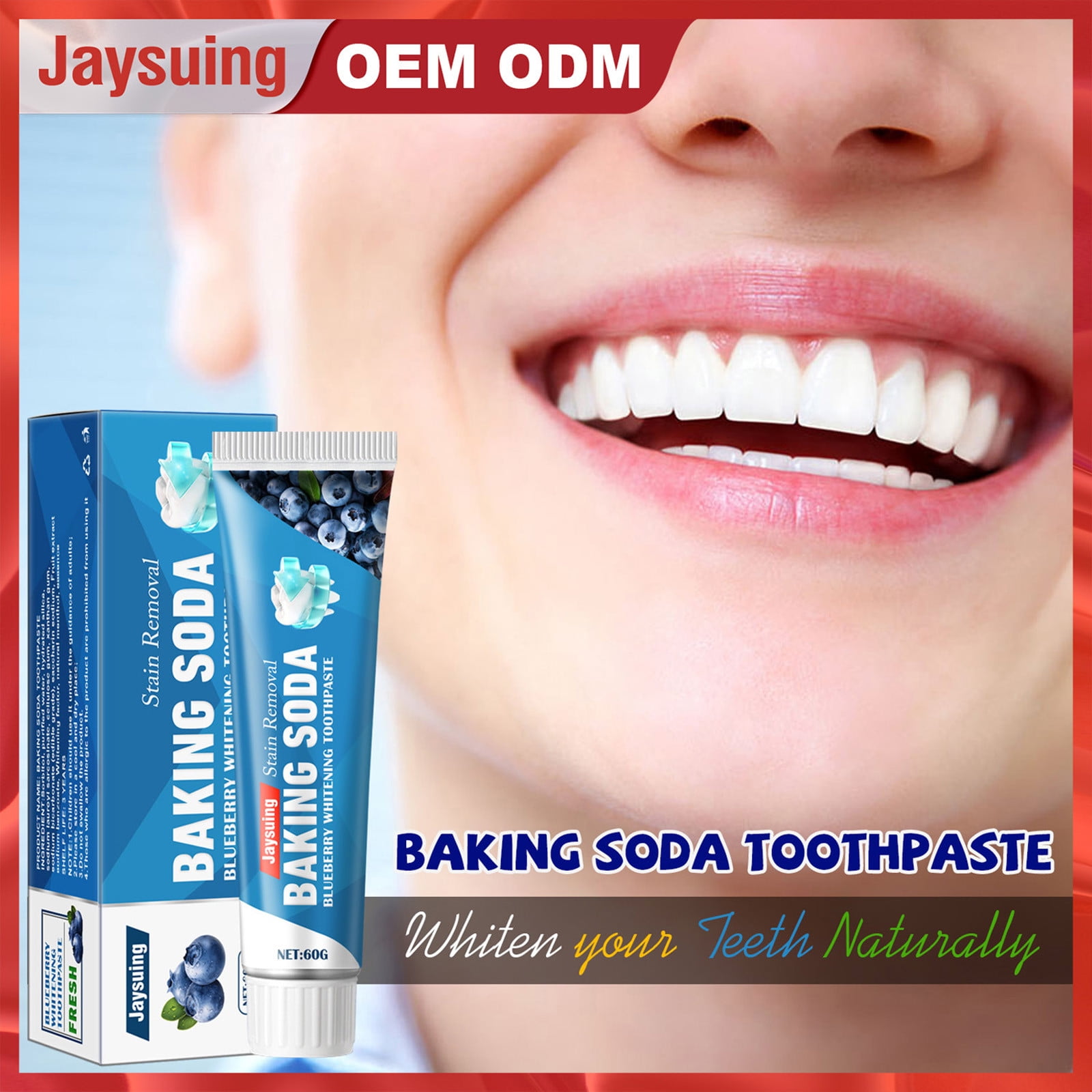 Natural Baking Soda Toothpaste Set Passion Fruit & Blueberry Flavors ...