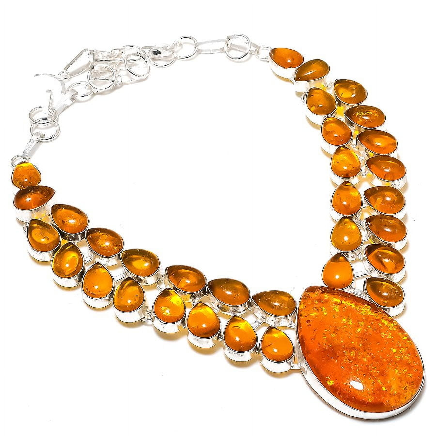 Natural Baltic Amber Gemstone 925 Sterling Silver Jewelry Necklace 18 ...