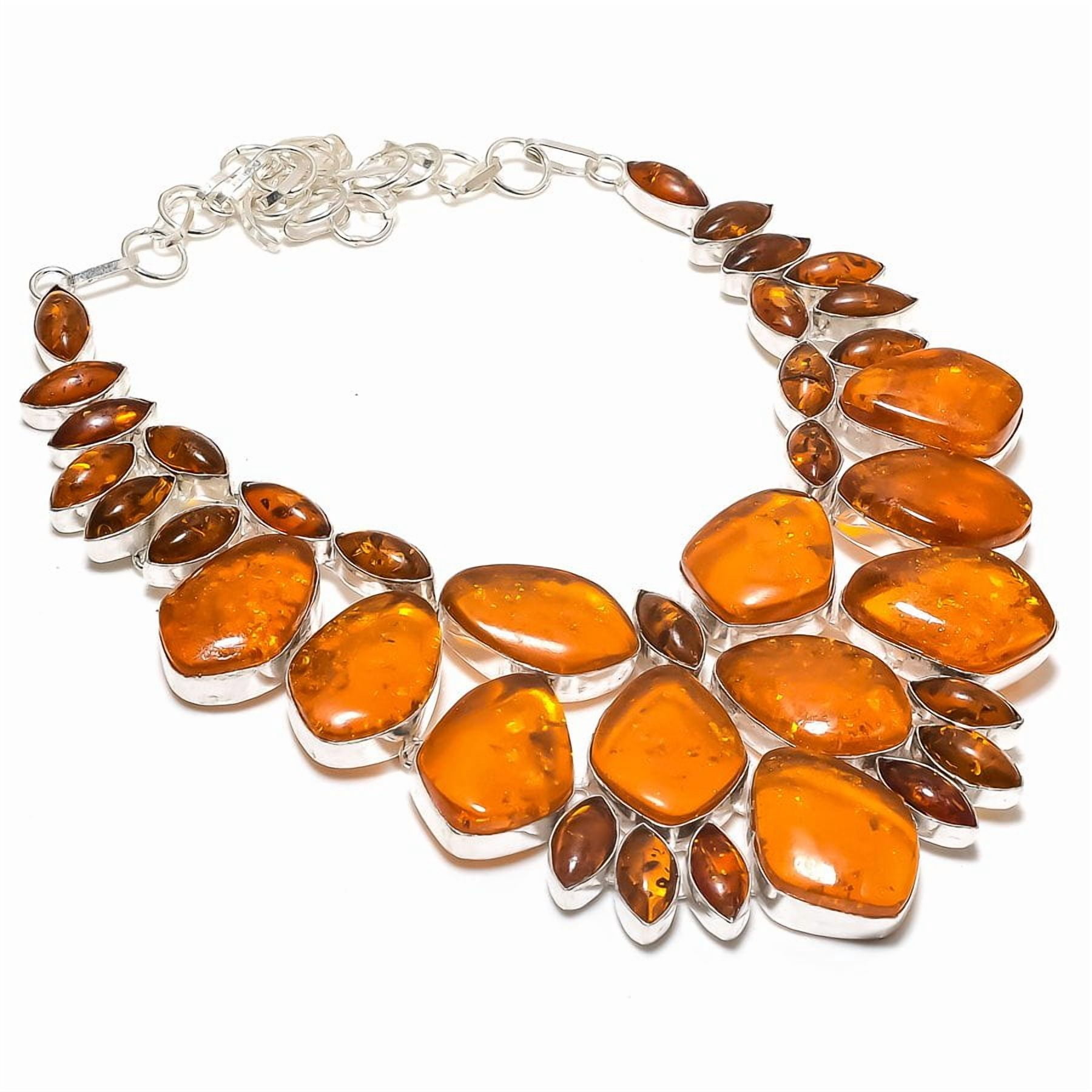 Natural Baltic Amber Gemstone 925 Sterling Silver Jewelry Necklace 18 ...