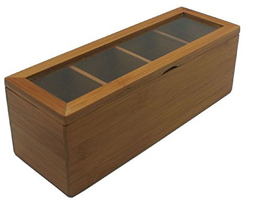 Natural Bamboo 4 Section Storage Box with Hinged Lid - Walmart.com