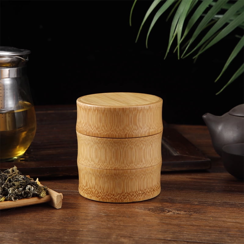 Natural Bamboo Food Storage Box Tea Nut Spice Storage Box Tea Canister ...