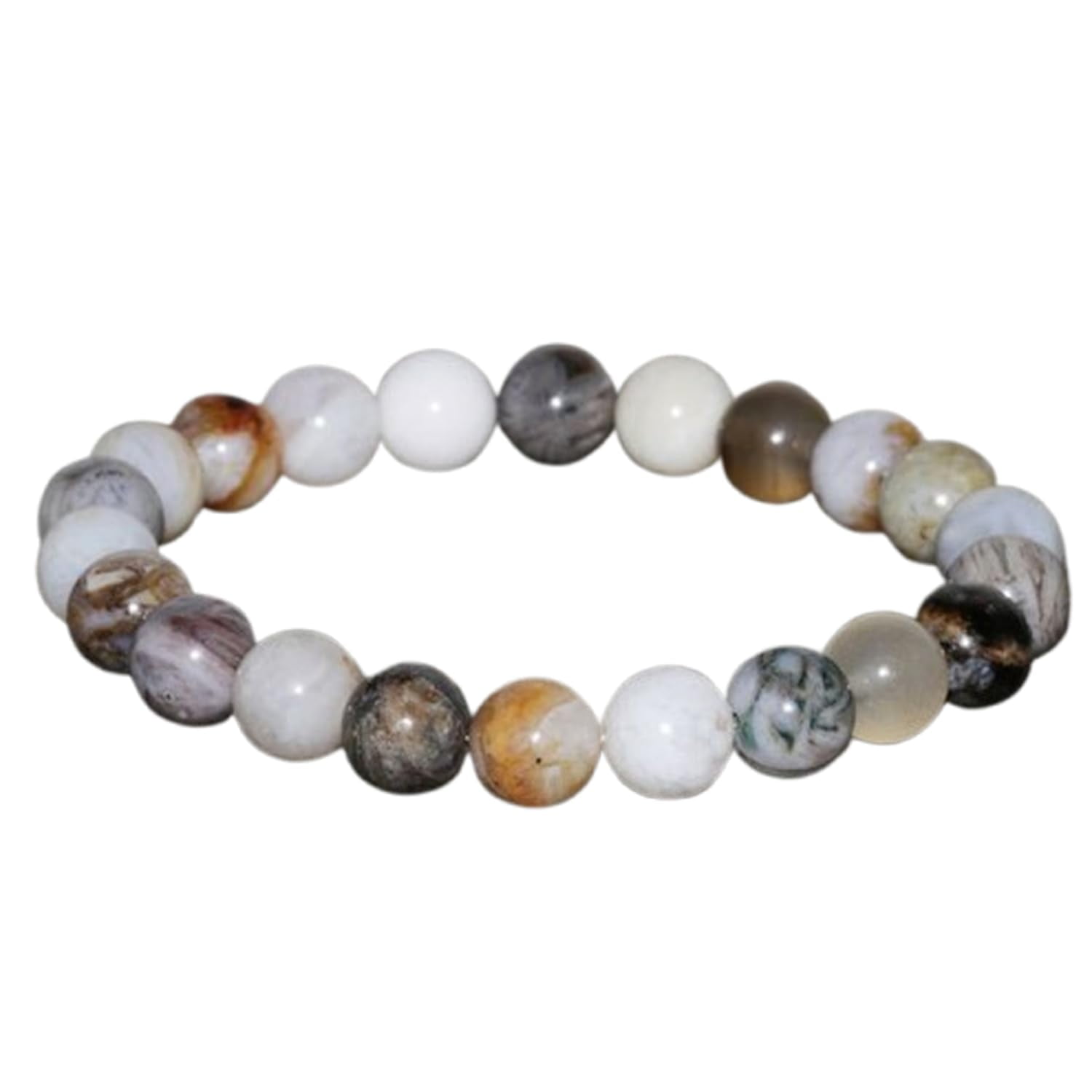 Natural Bamboo Leaf Agate 8mm Round Shape Smooth Cut Beads Stretchable ...