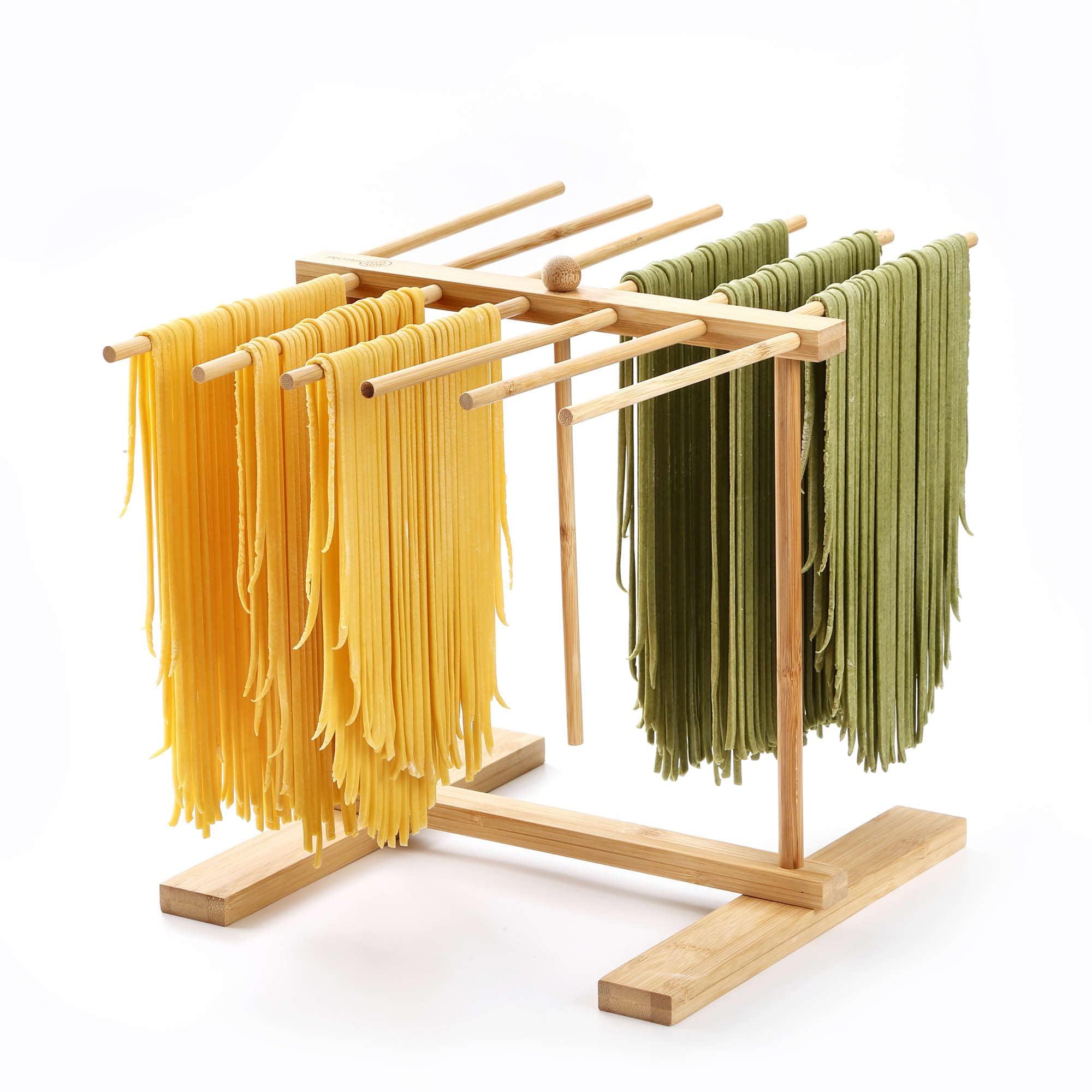 Natural Bamboo Pasta Drying Stand with 12 Rods and Transfer Tool ...