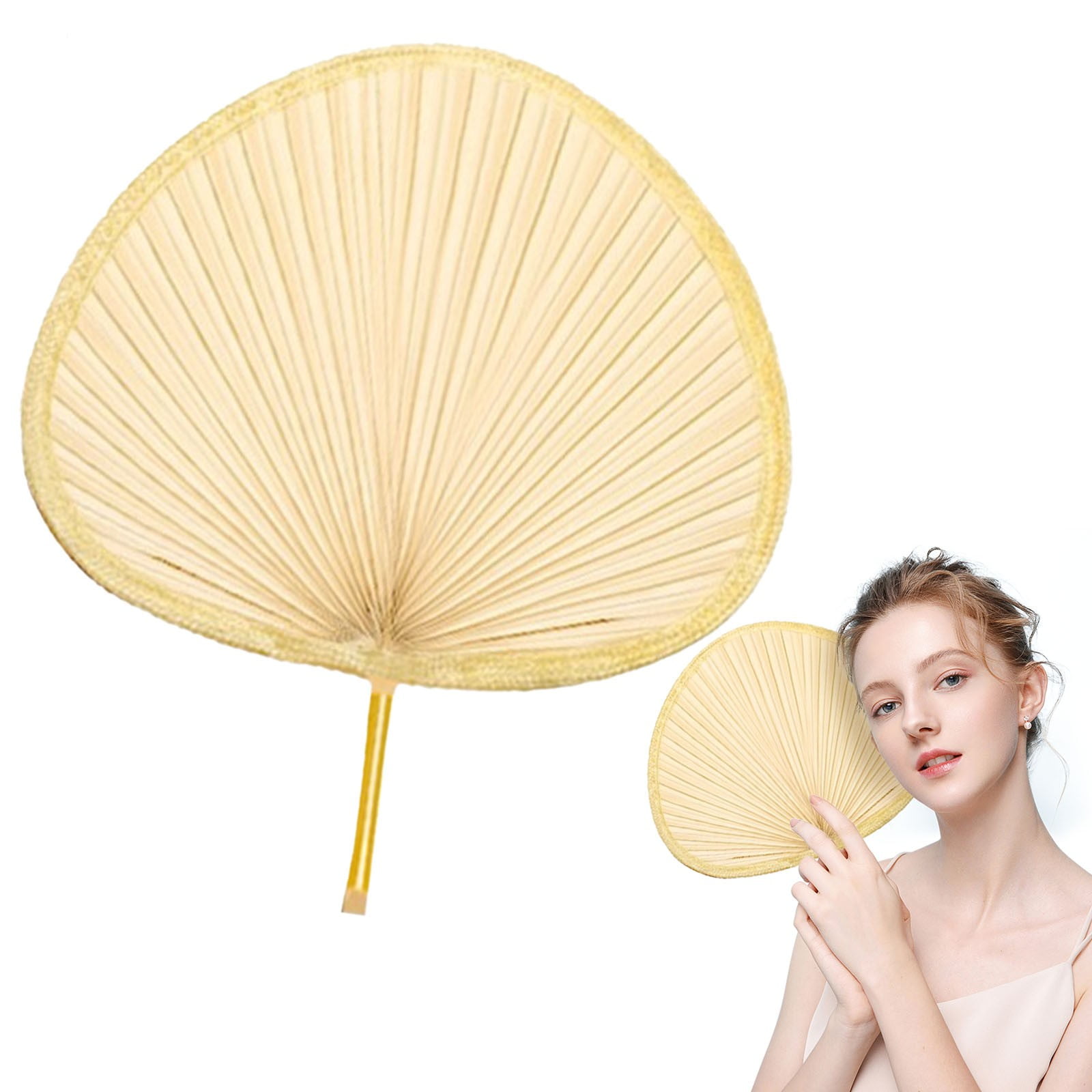 Natural Bamboo Raffia Hand Fans, Hand-Woven Fan, Handmade Leaf Handheld ...