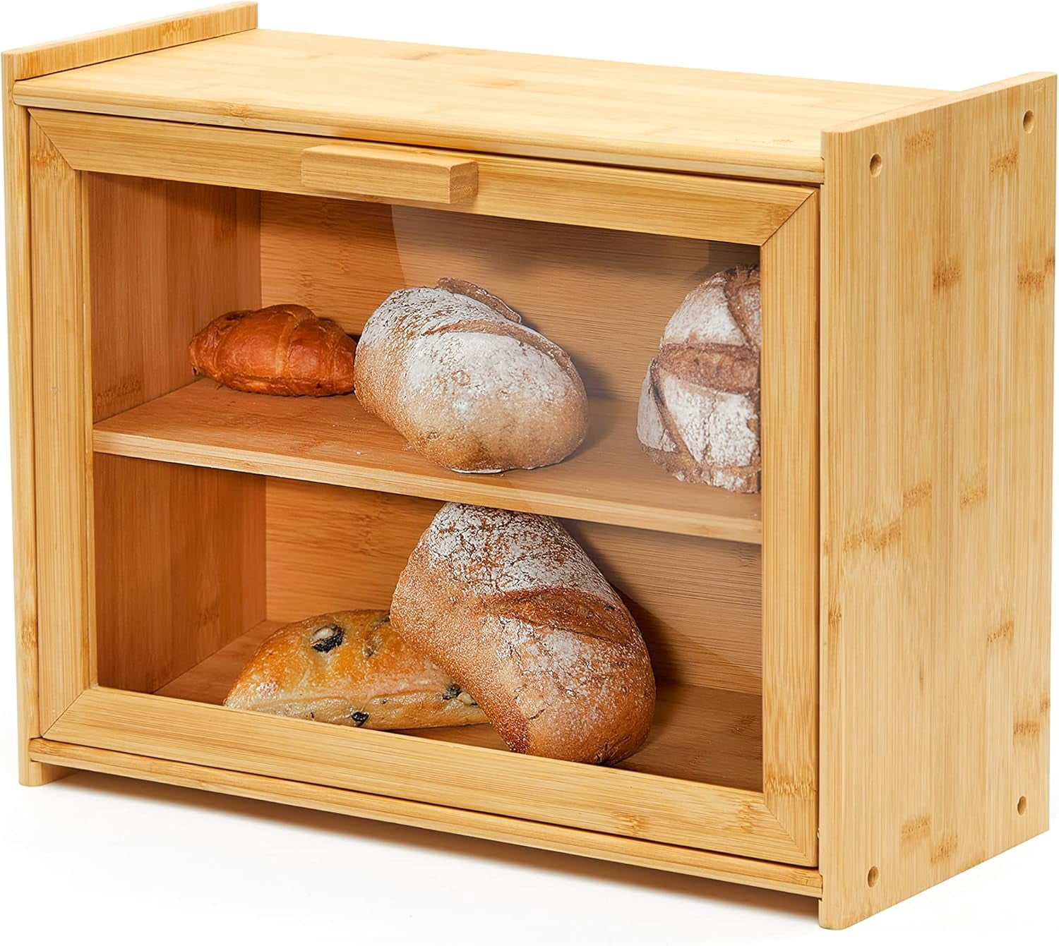 Natural Bamboo Roll Top Bread Box - Kitchen Food Storage Container ...