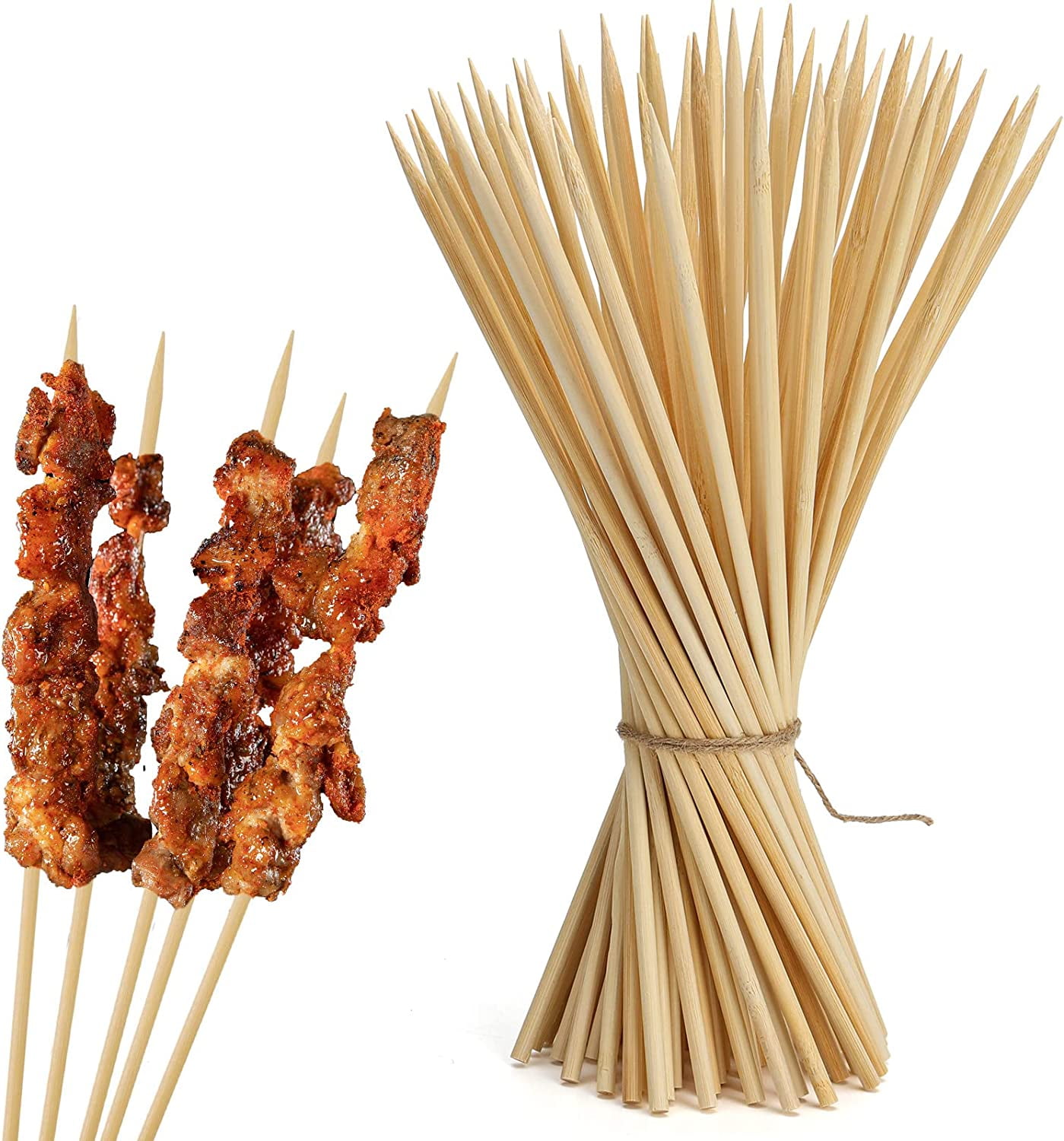 Natural Bamboo Skewers, 5mm 8 Inch Wooden Skewers Barbecue Sticks for ...