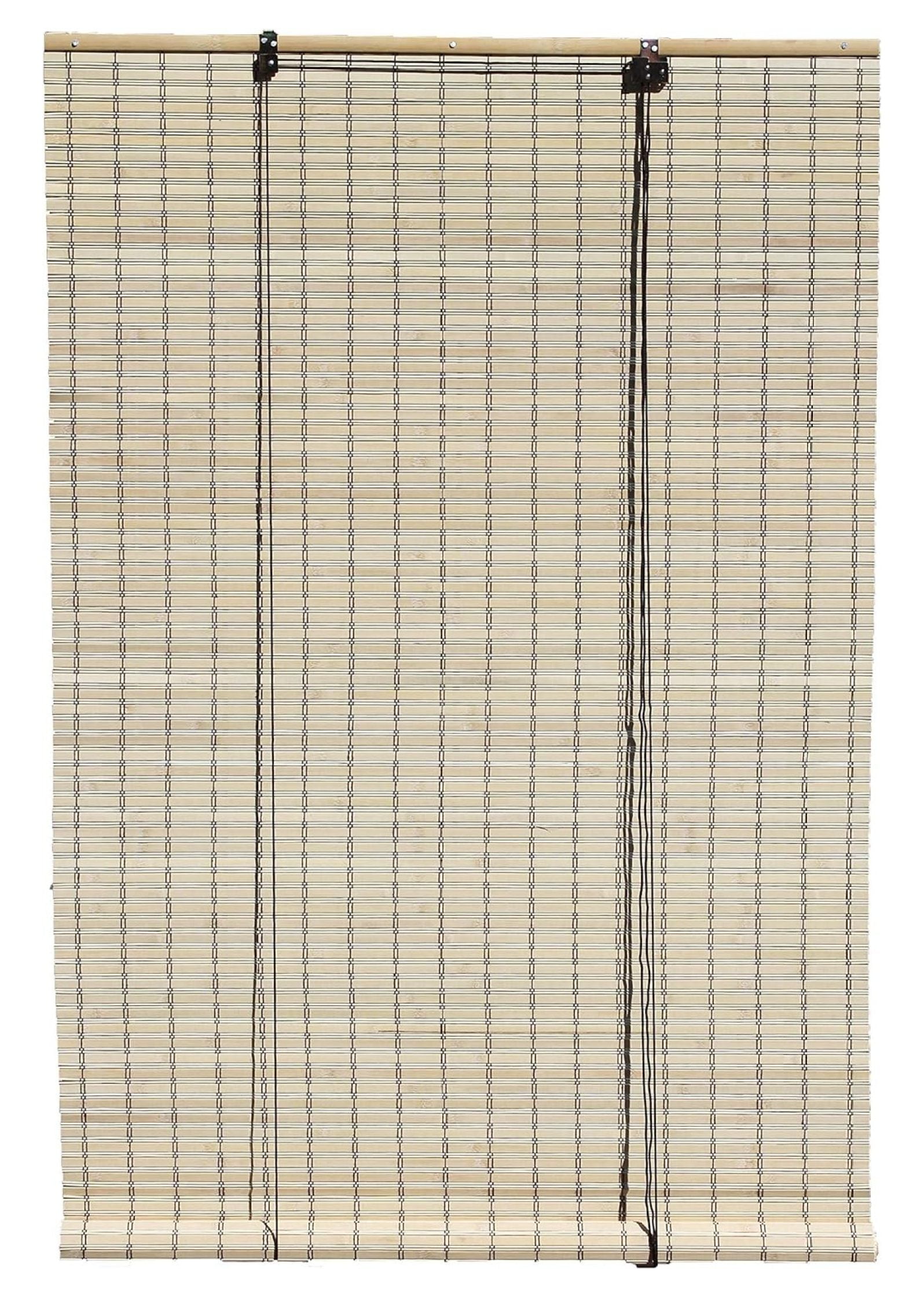 Natural Bamboo Slat Roll Up Blind - 24-Inch Wide by 72-Inch Long ...