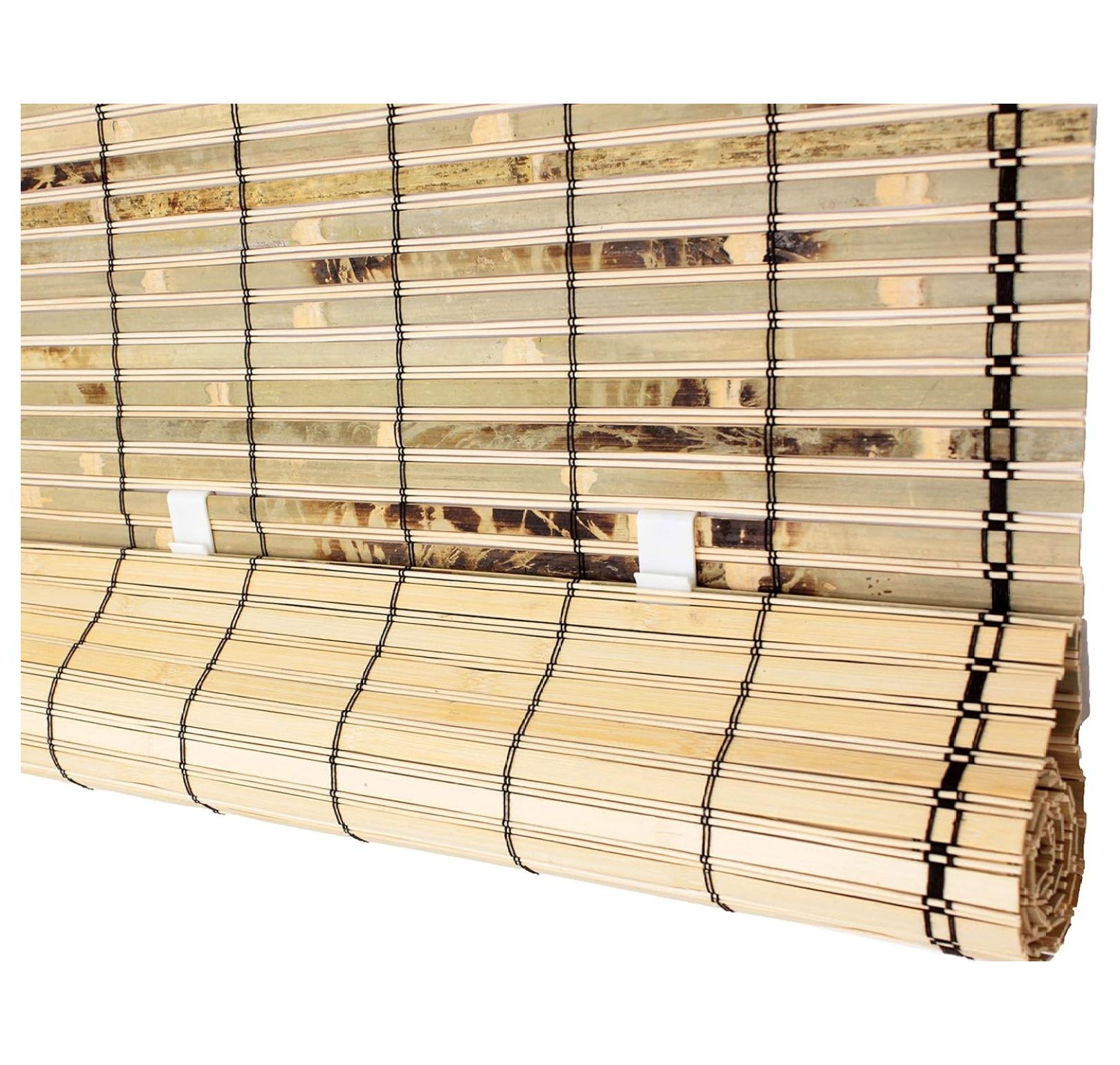 , Natural Bamboo Slat Tortoise Shell Cordless Roll Up Window Blind 84 ...