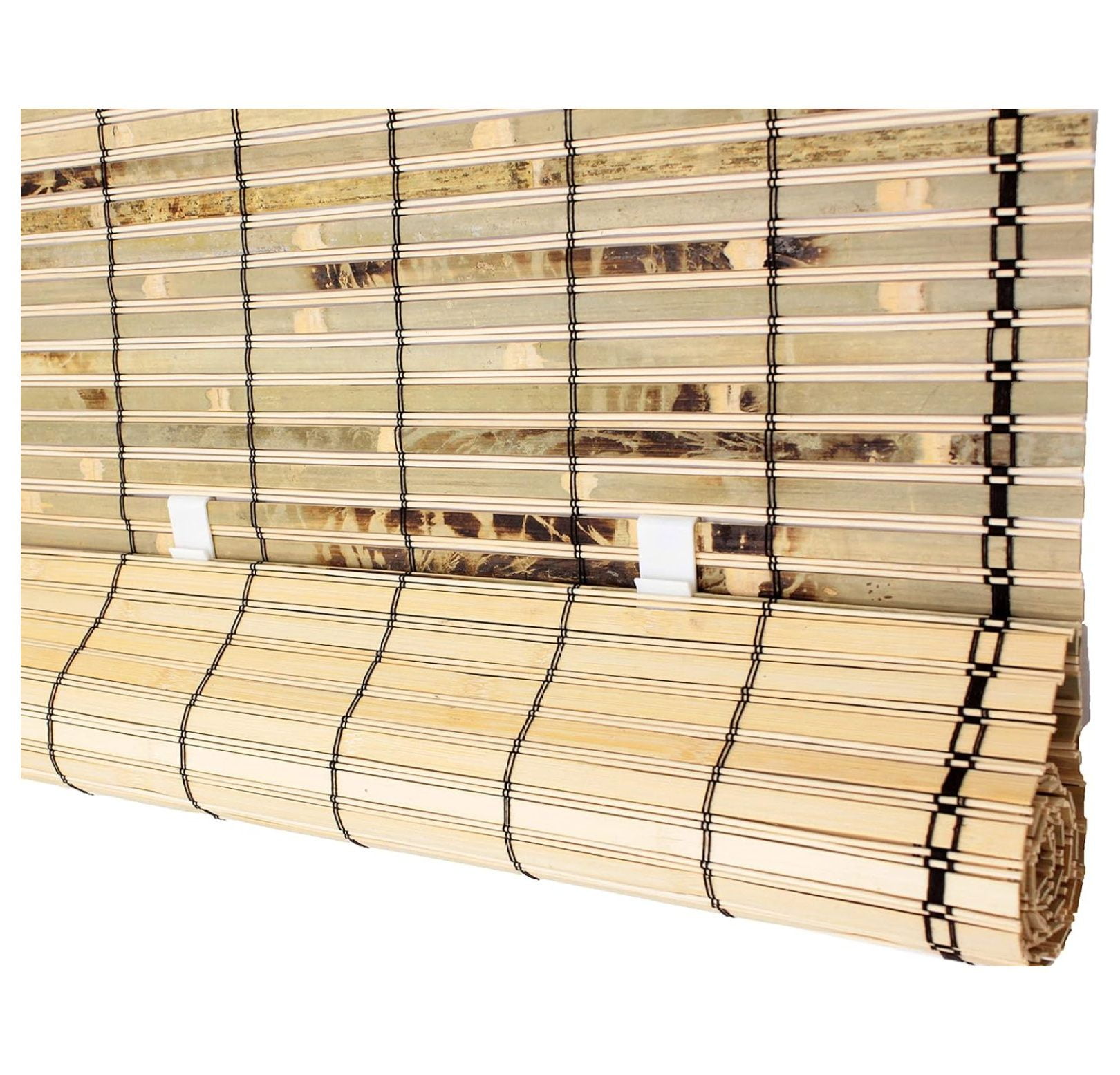 Natural Bamboo Slat Tortoise Shell Cordless Roll Up Window Blind -Inch ...