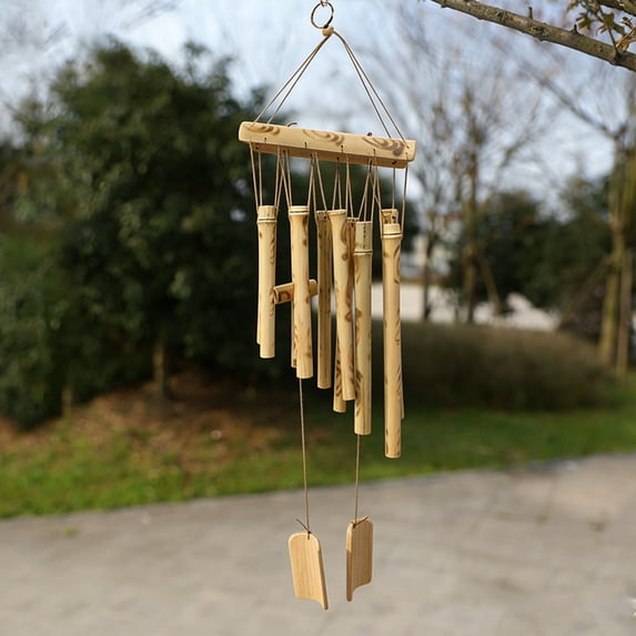 Natural Bamboo Wind Chime Outdoor Vintage Style, Coconut Shell ...