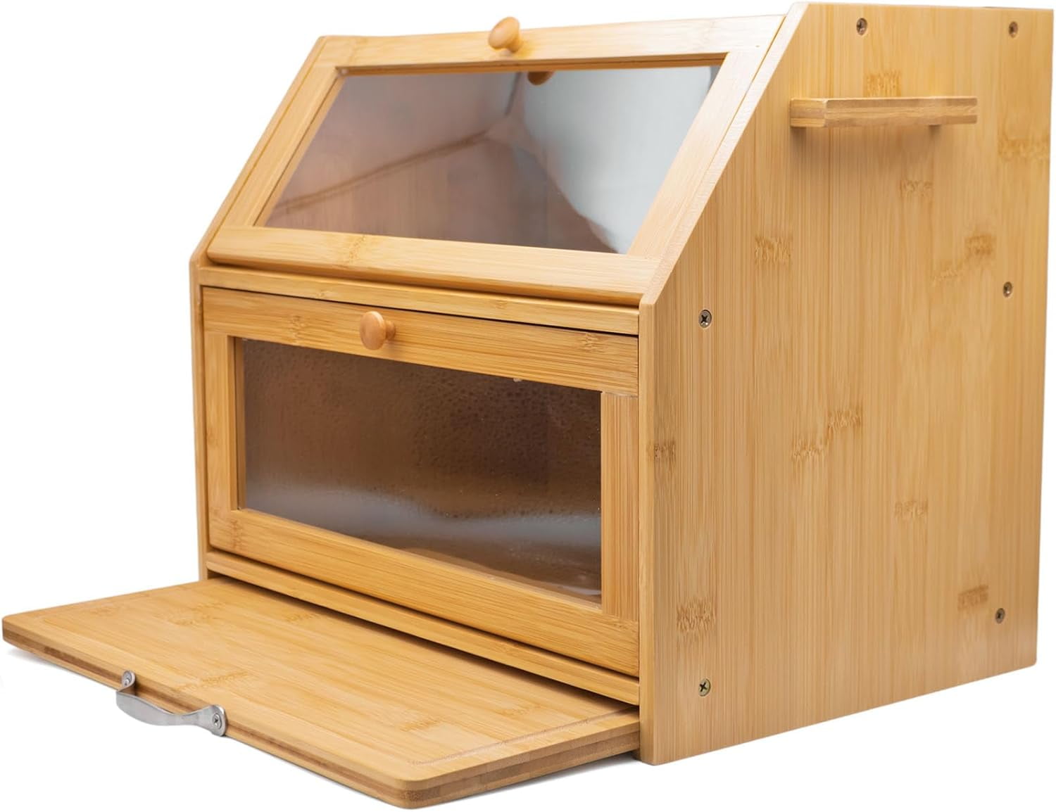 Natural Bamboo Wood Bread Bin - Kitchen Counter Top Storage Box ...