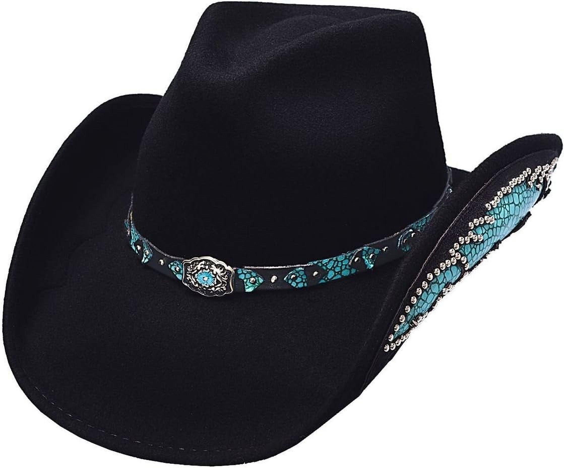 Natural Beauty - Wool Felt Western Cowboy Hat -Black (Large, Black ...