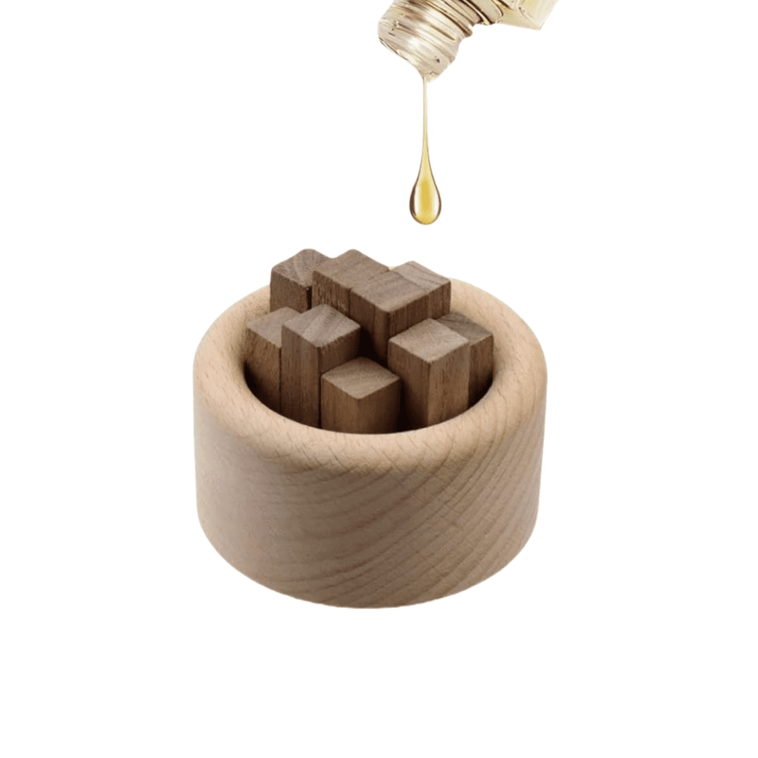 Natural Beech Wood Aromatherapy Diffuser Set - Round Essential Oil Reed Diffusers for Car, Home ...