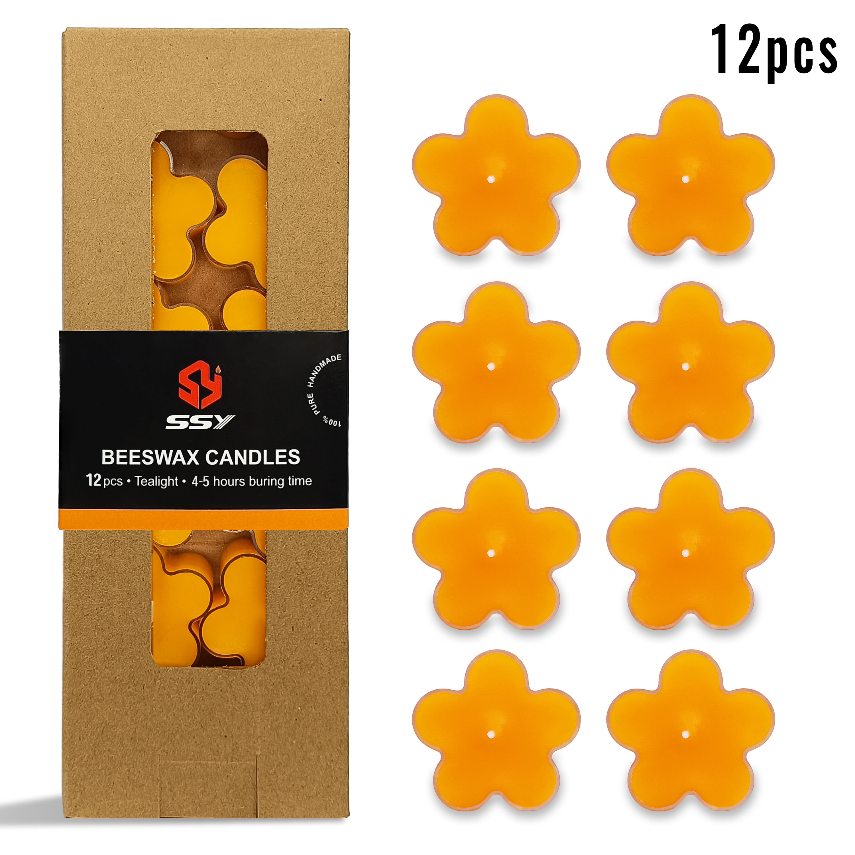 Natural Beeswax Tea Candles, FCMSHAMD 12 Pack Handmade Beeswax Candles ...