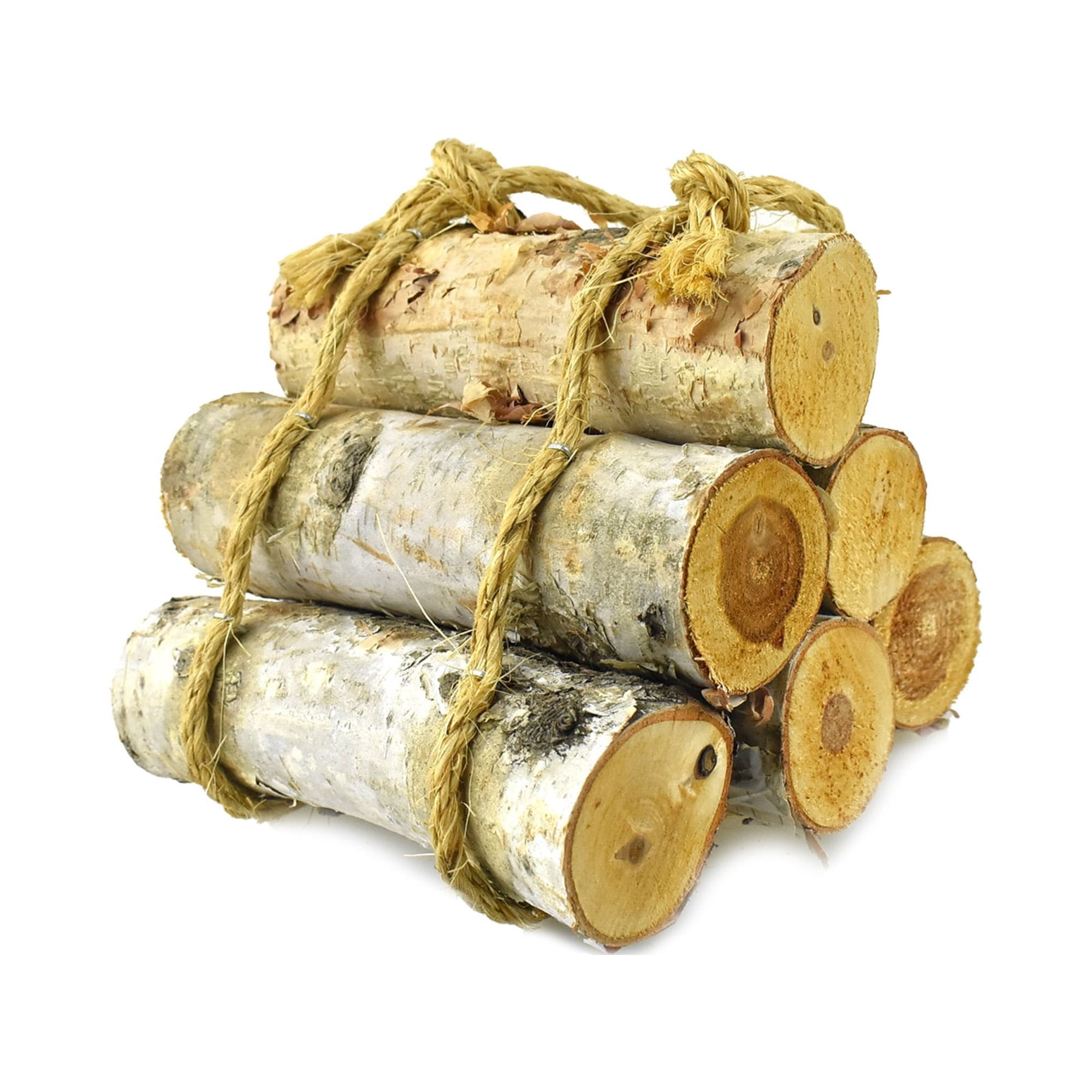 Natural Birch Wood Roped Log Bundle, 6-Inch, 6-Count - Walmart.com