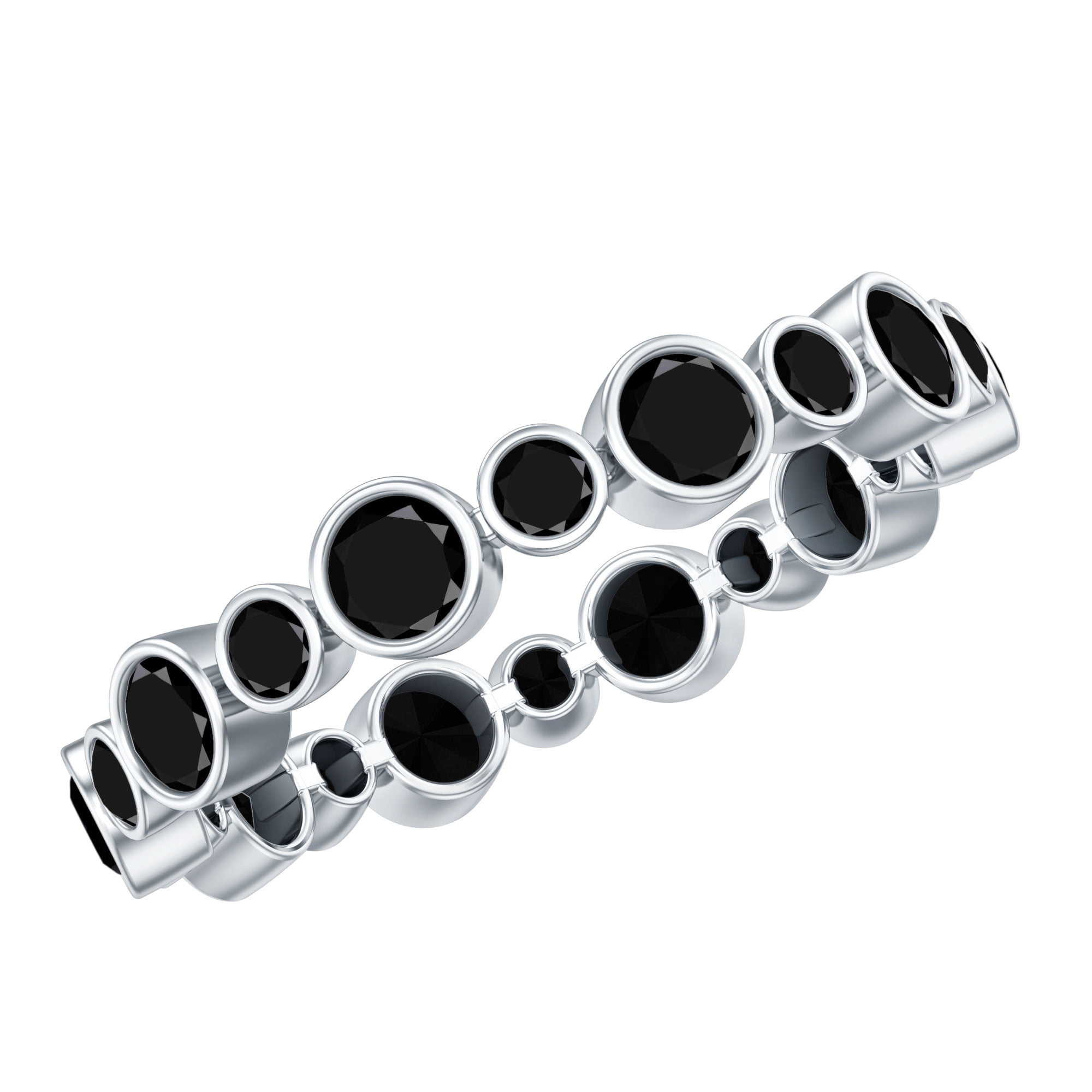 Rosec Jewels Natural Black Diamond Full Eternity Ring for Women (1.75 ...