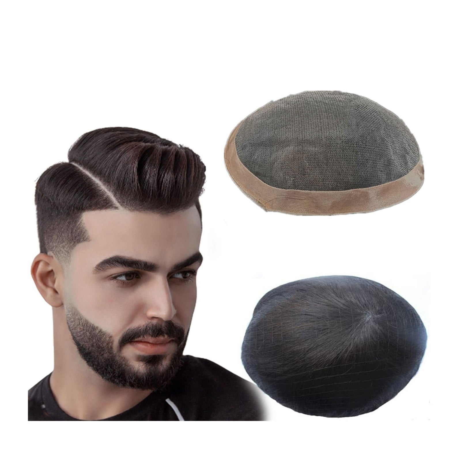 Natural Black Hair Units Toupee for Men Fine Mono Men Toupee Human Hair ...