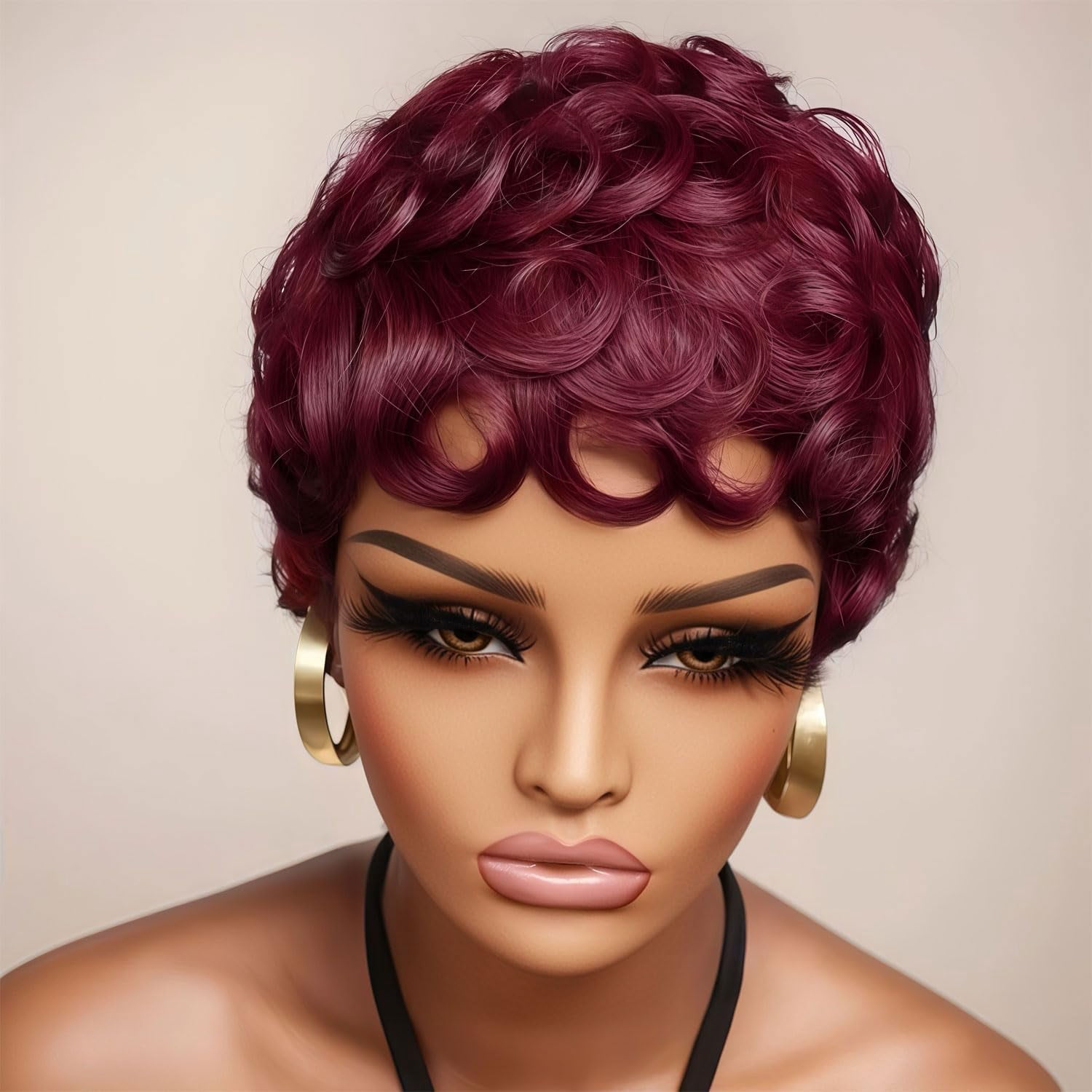 Natural Black Layered Pixie Wig Human Hair for Black Women Short Human ...
