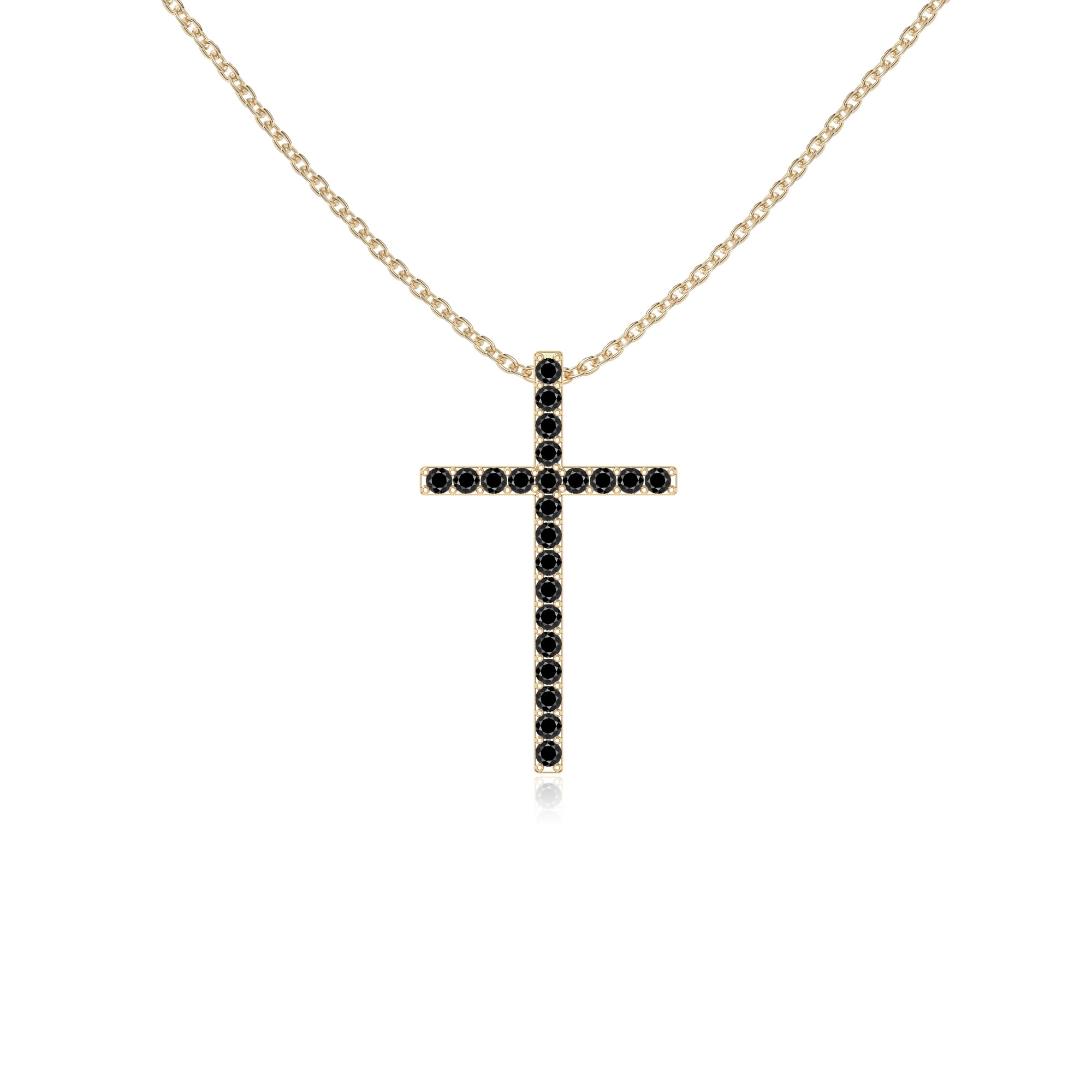 Natural Black Onyx Cross Shape Pendant Necklaces for Women in 18K ...