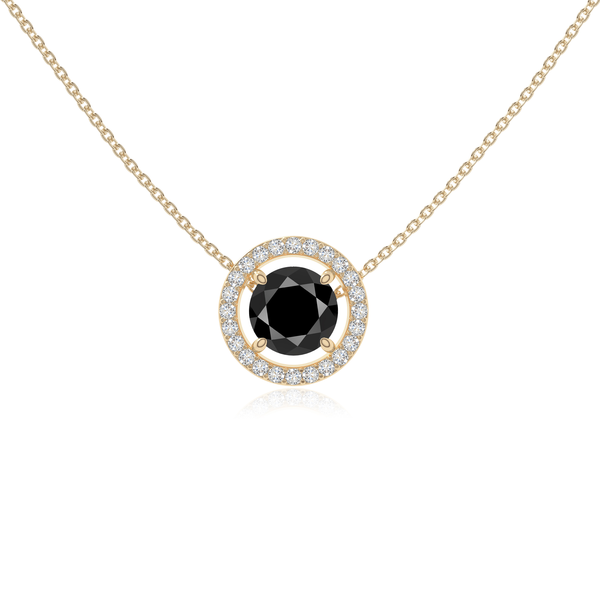 Natural Black Onyx with Moissanite Solitaire Halo Round Pendant ...