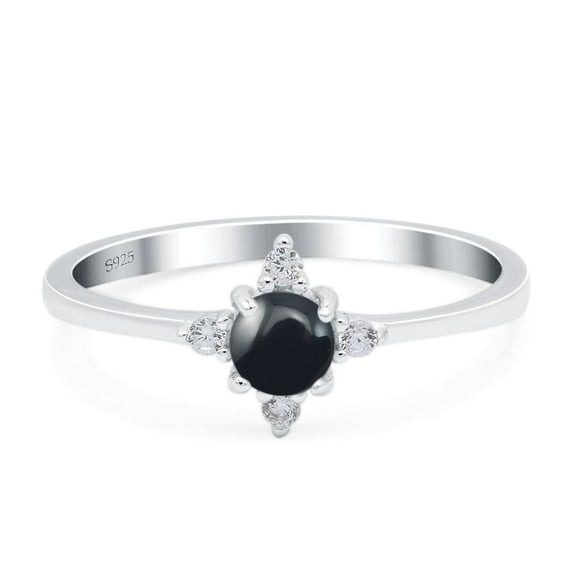 Natural Black Onyx Size-8 Art Deco Round Solitaire Vintage Style CZ ...