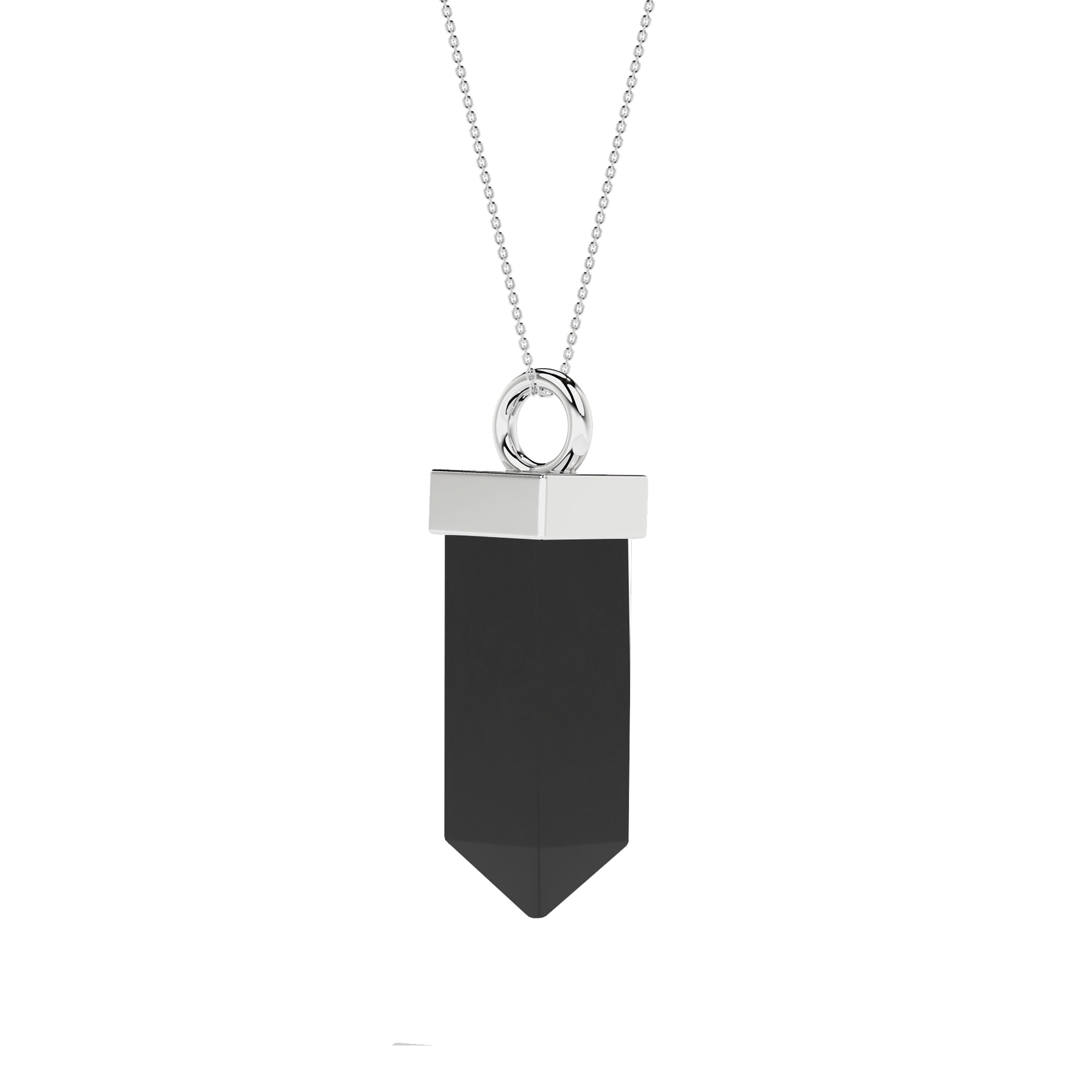 Natural Black Onyx Square Shape Pendant Necklace in Sterling Silver for ...