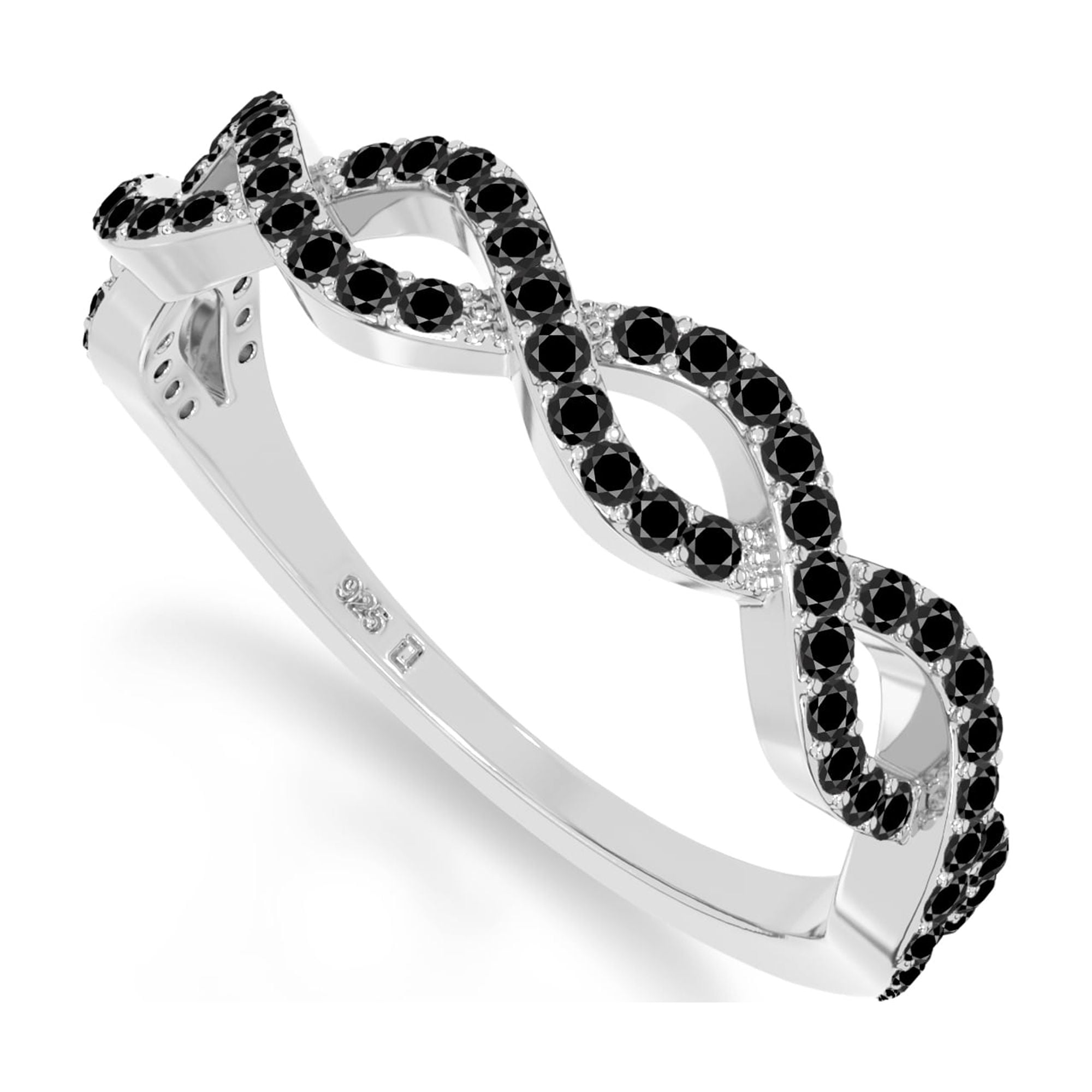 Natural Black Onyx Twisted Wedding Band Ring for Women in Sterling ...