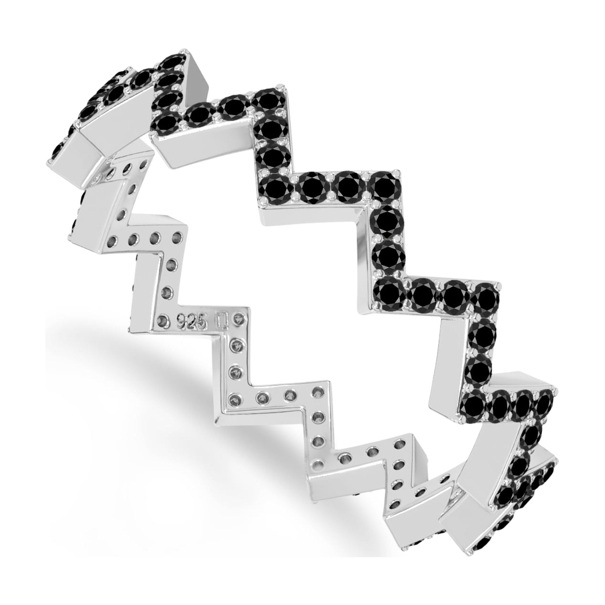 Natural Black Onyx Zig Zag Wedding Band Ring for Women in Sterling ...