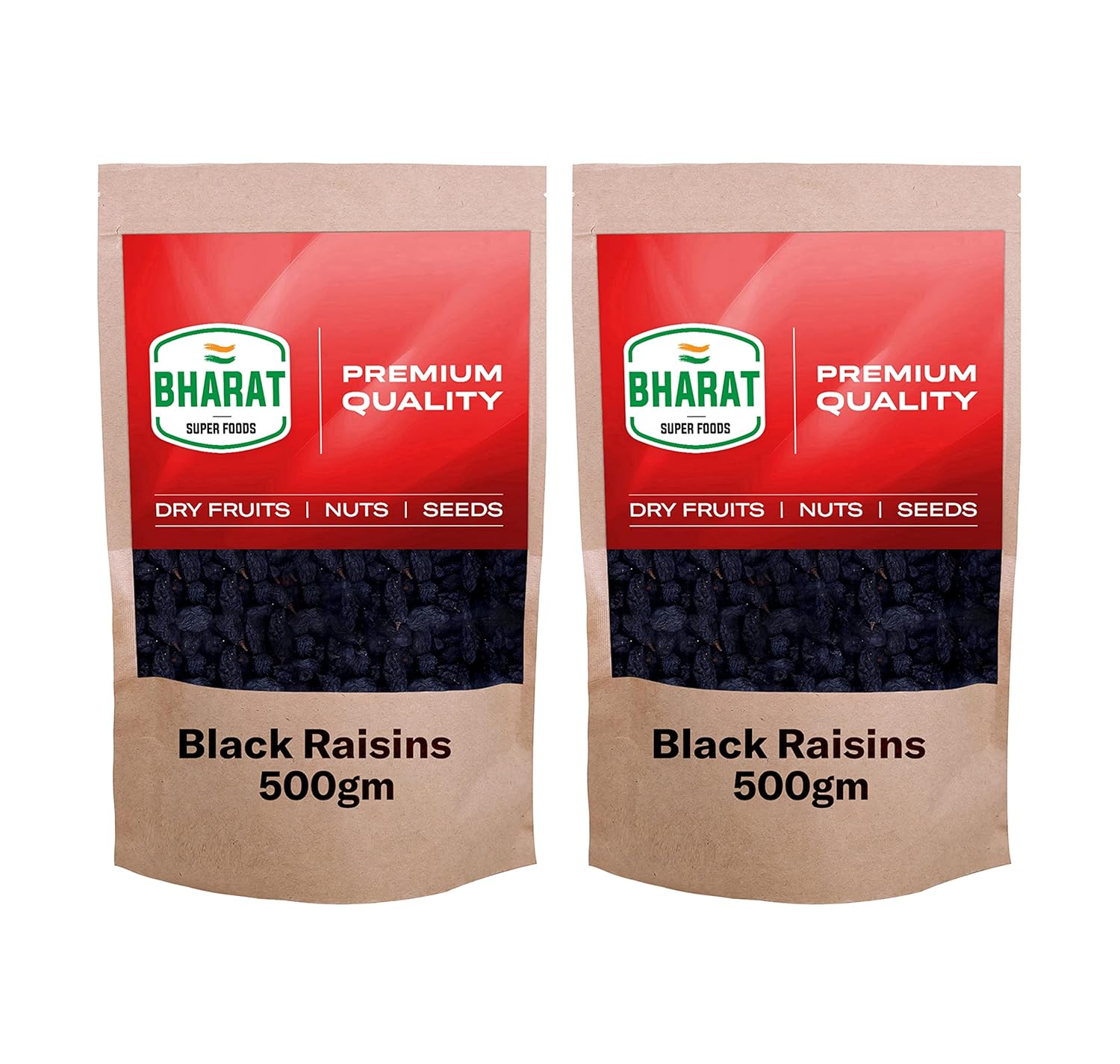 Natural Black Raisins Seedless By Bharat Super Foods 1kg, (500gm * Pack ...