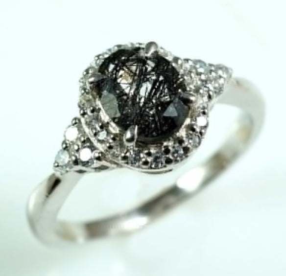 Natural Black Rutile Quartz Solitaire Ring-Oval Cut Black Rutilated ...