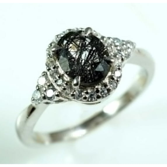 Natural Black Rutile Quartz Solitaire Ring-Oval Cut Black Rutilated ...