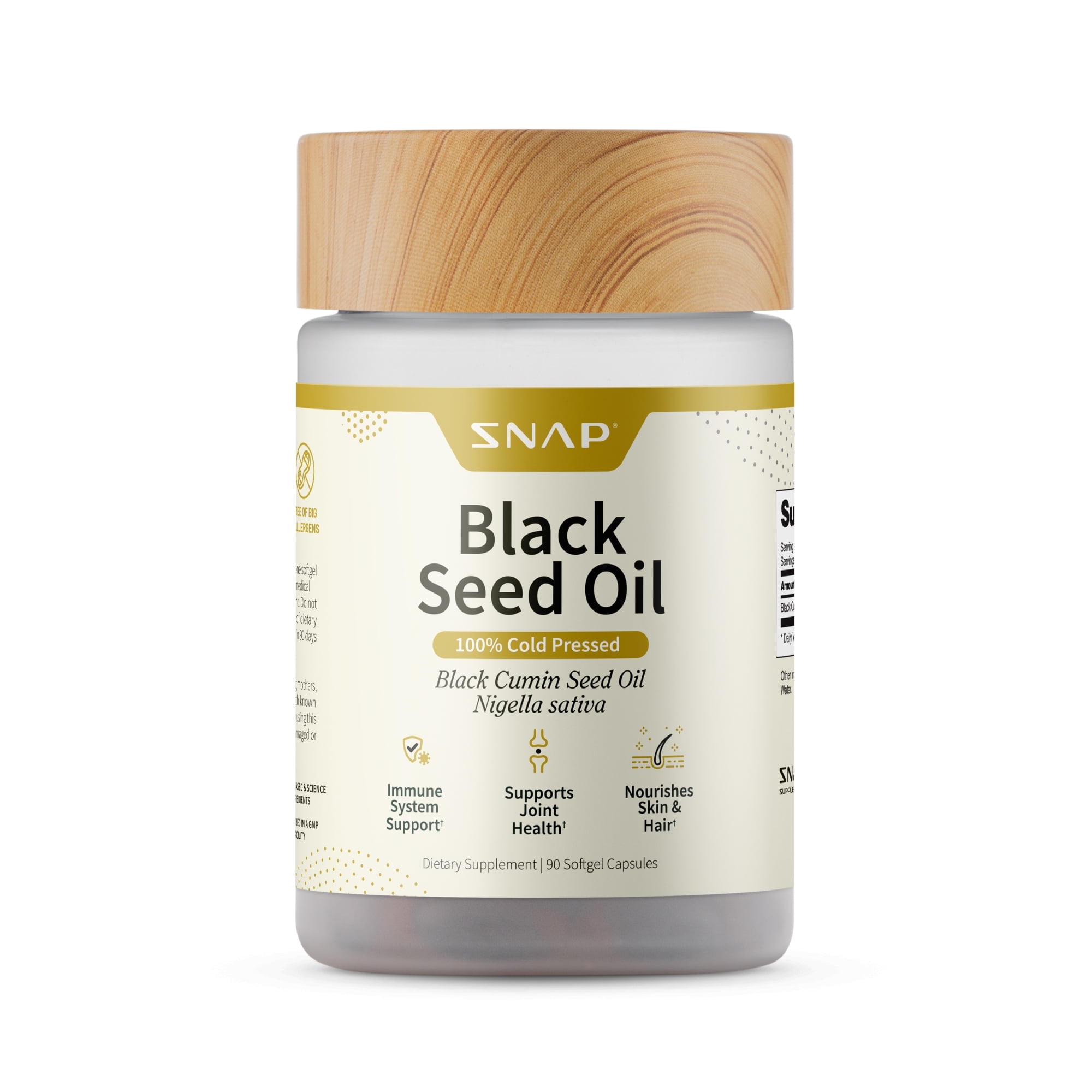 Snap Supplements Natural Black Seed Oil Softgels - 100% Cold Pressed ...