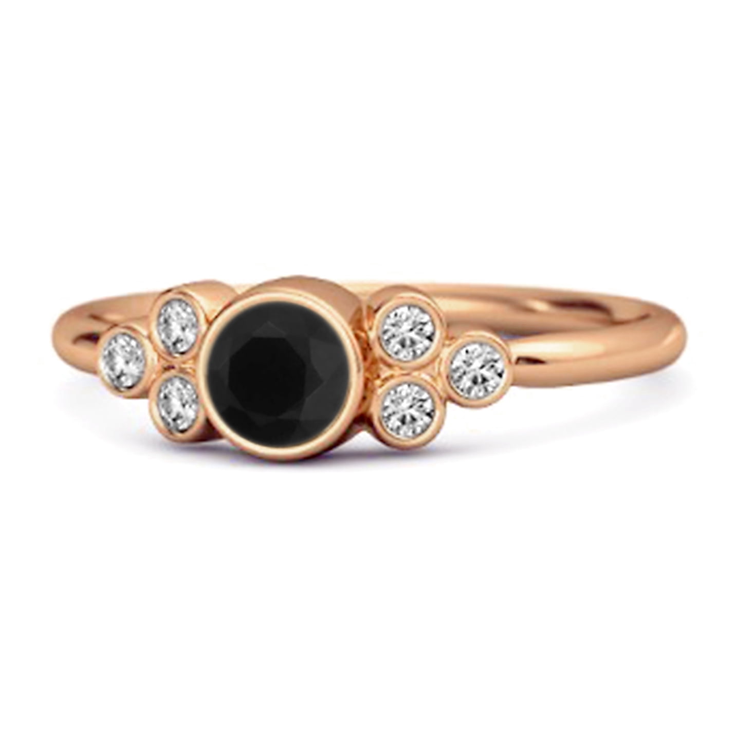 Natural Black Spinel Bezel Set 925 Sterling Silver Rose Vermeil Boho ...