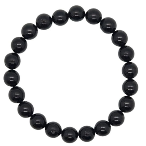 Natural Black Tourmaline 8mm Round Shape Smooth Cut Beads Stretchable ...