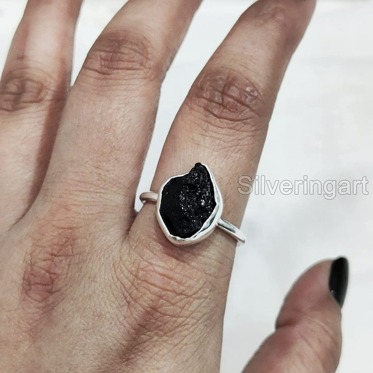 Black tourmaline stone ring store