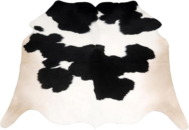 Natural Black White Cowhide Rug, Hair-on Animal Hide Leather, Ideal for ...