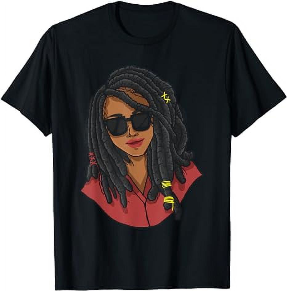 Natural Black Woman Dreadlocks Funny Afro Caribbean BLM T-Shirt ...
