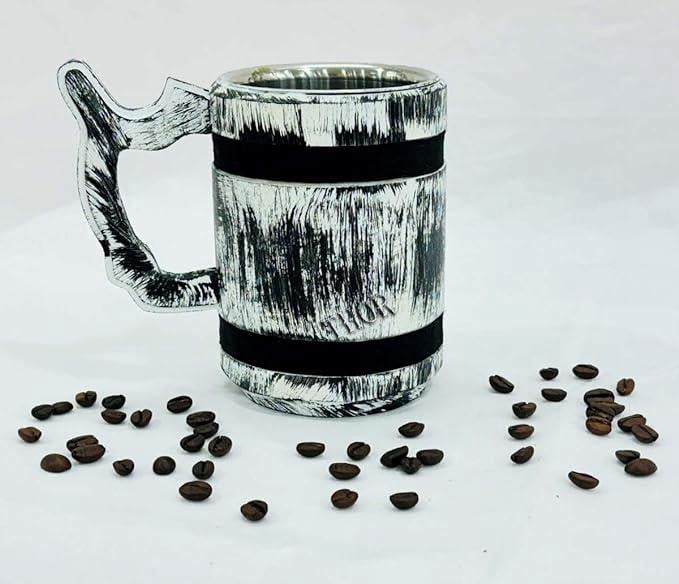 Natural Black wooden Viking Drinking Mug Cup for Ale Wine Mead Medieval ...