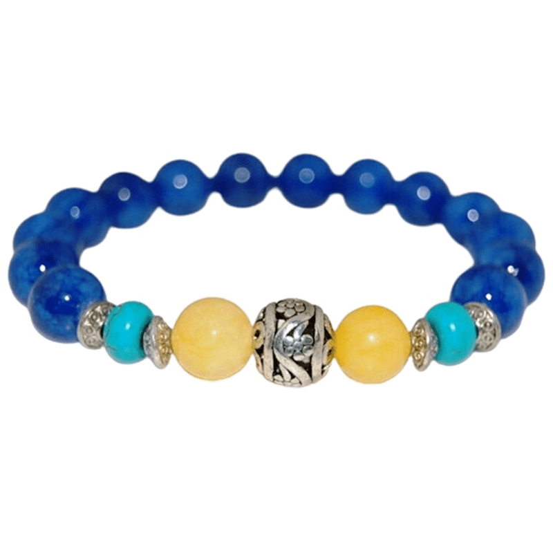 Natural Blue Jasper With Yellow Jade & Turquoise 8mm Round & Rondelle ...