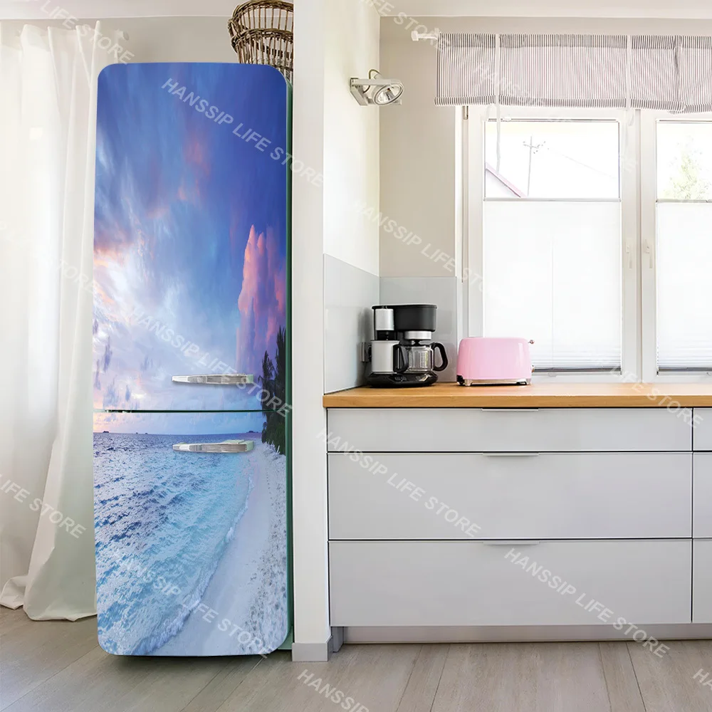 Natural Blue Sea View Mural Refrigerator Sticker ration Dining Room ...