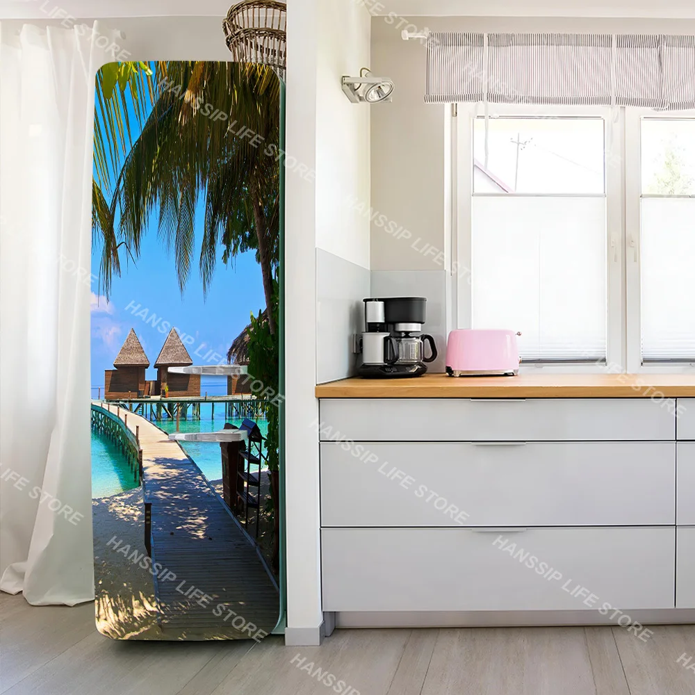 Natural Blue Sea View Mural Refrigerator Sticker ration Dining Room ...